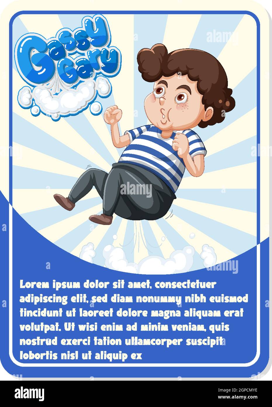 Character game card template with word Gassy Gary illustration Stock ...