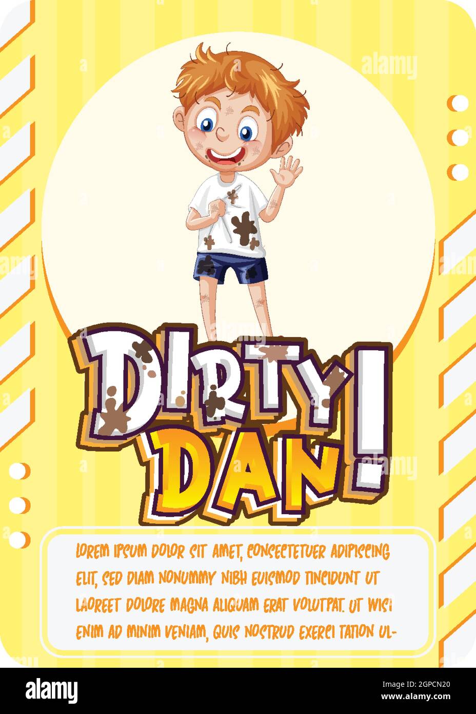 Character game card template with word Dirty Dan illustration Stock ...