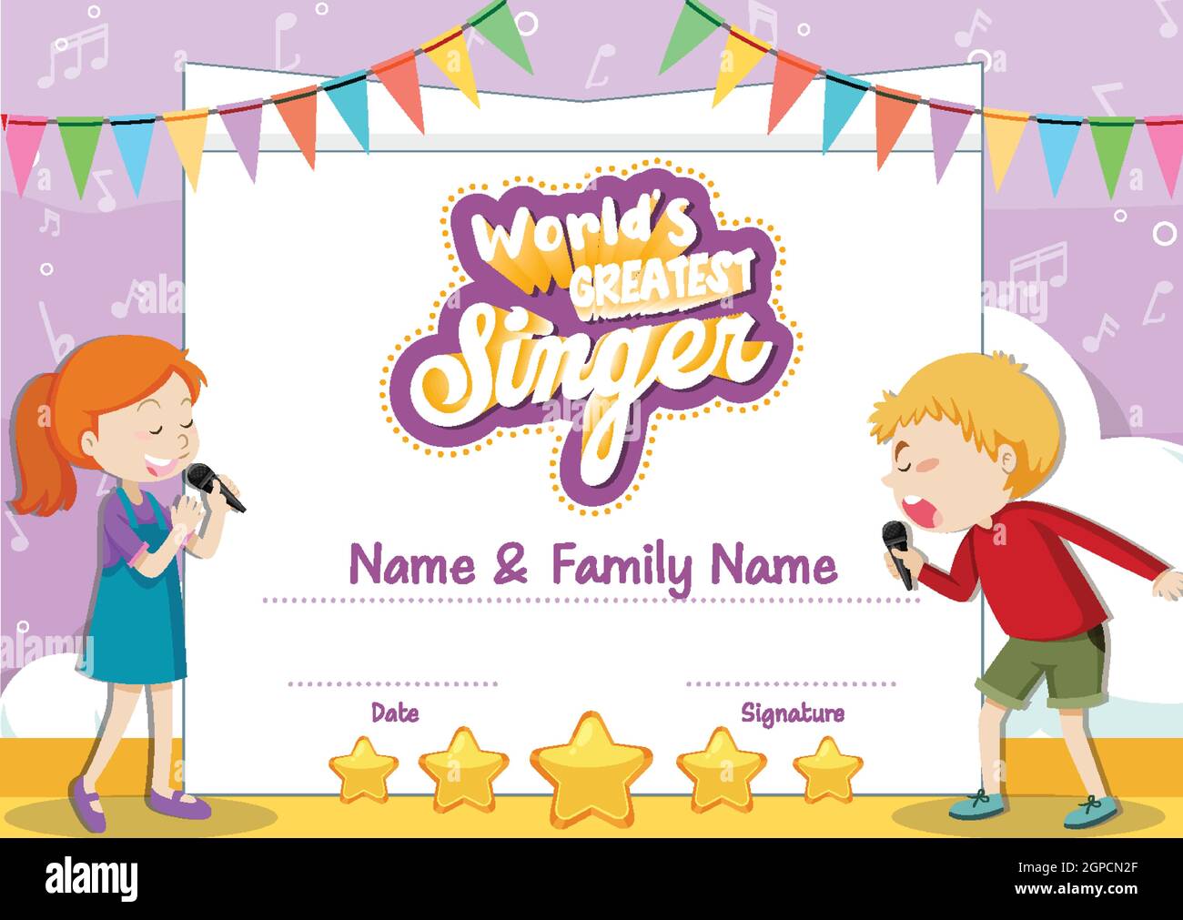 World greatest singer certificate template illustration Stock Vector ...