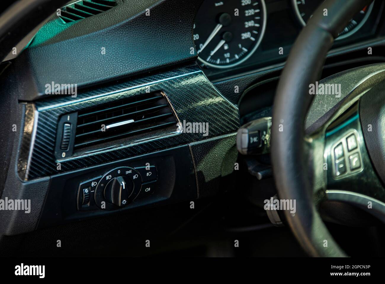 Car interior dashboard detail in a close up shot Stock Photo - Alamy