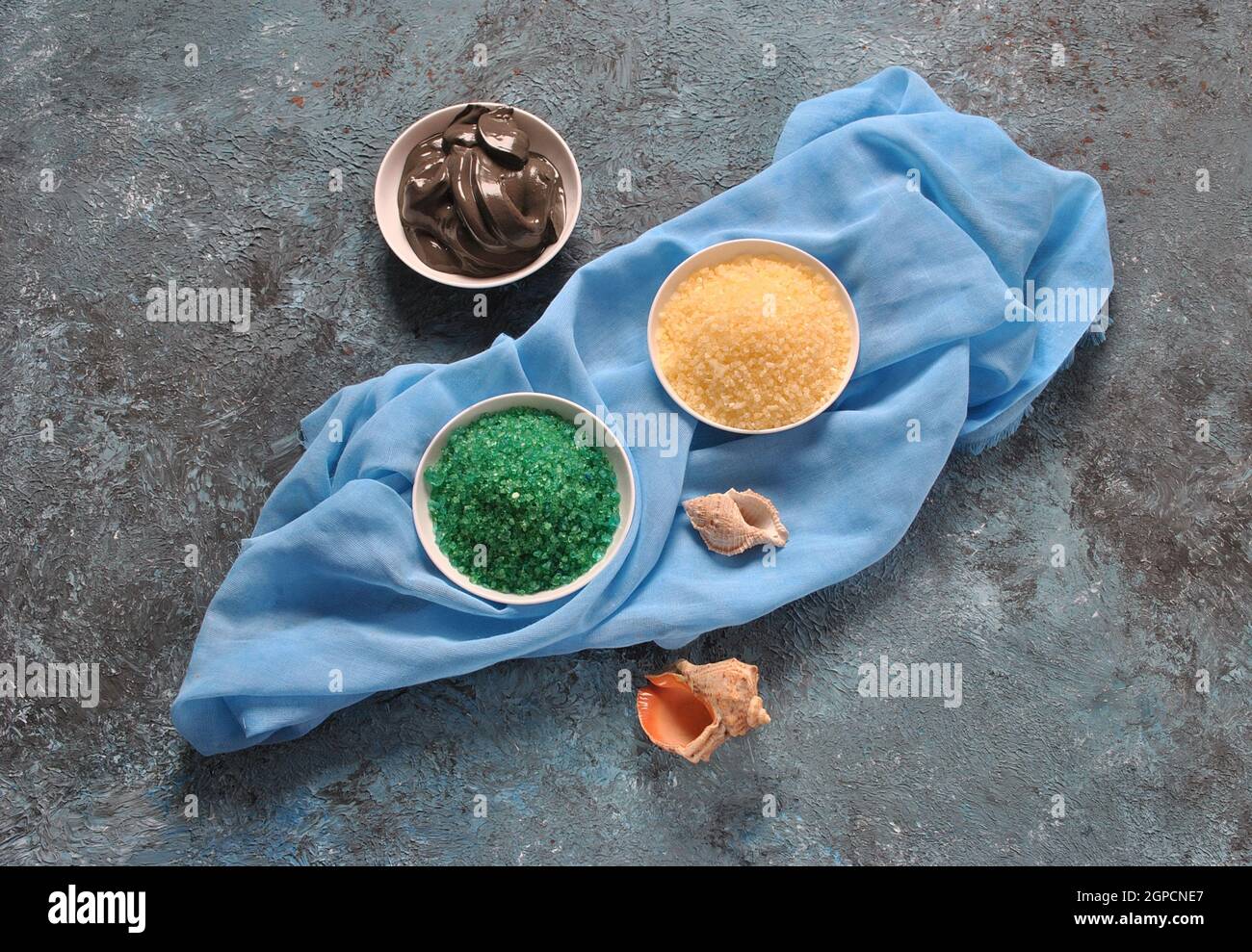 Spa and body care products. Colorful aromatic bath Dead Sea Salt and ...
