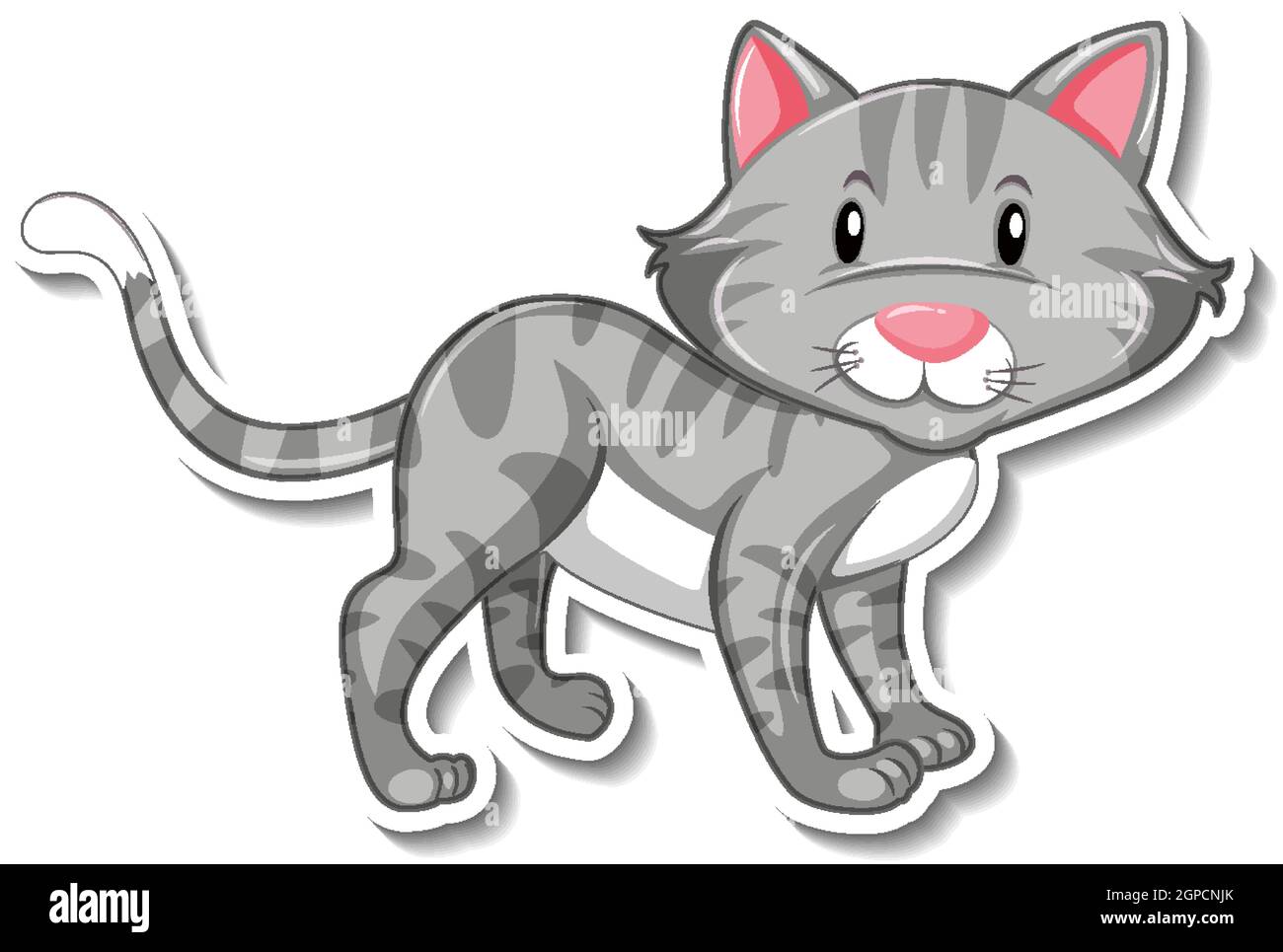 A sticker template of cat cartoon character illustration Stock Vector ...