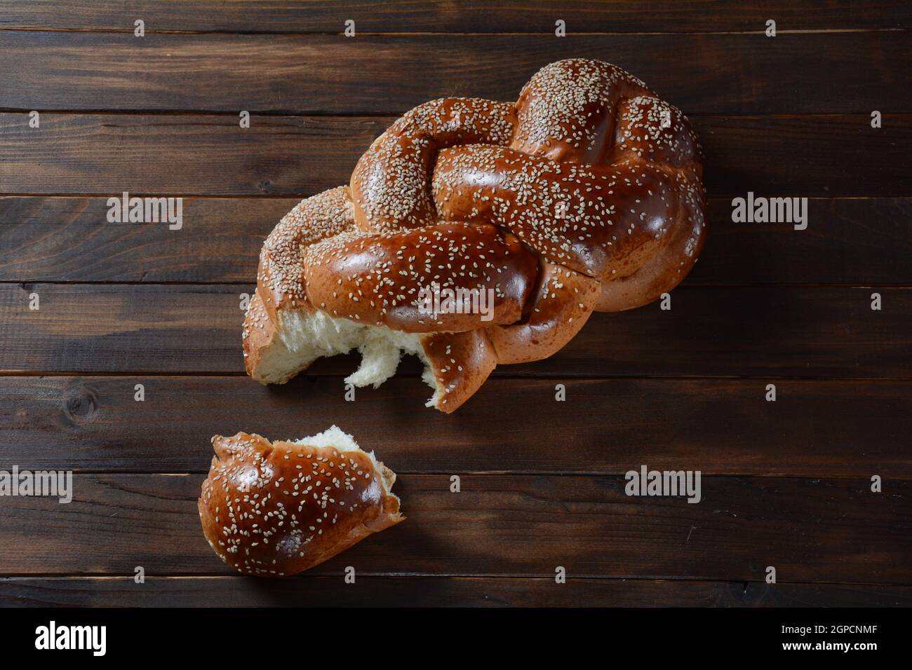 Homemade challah bread with sesame seeds. Jewish traditional bread for ...