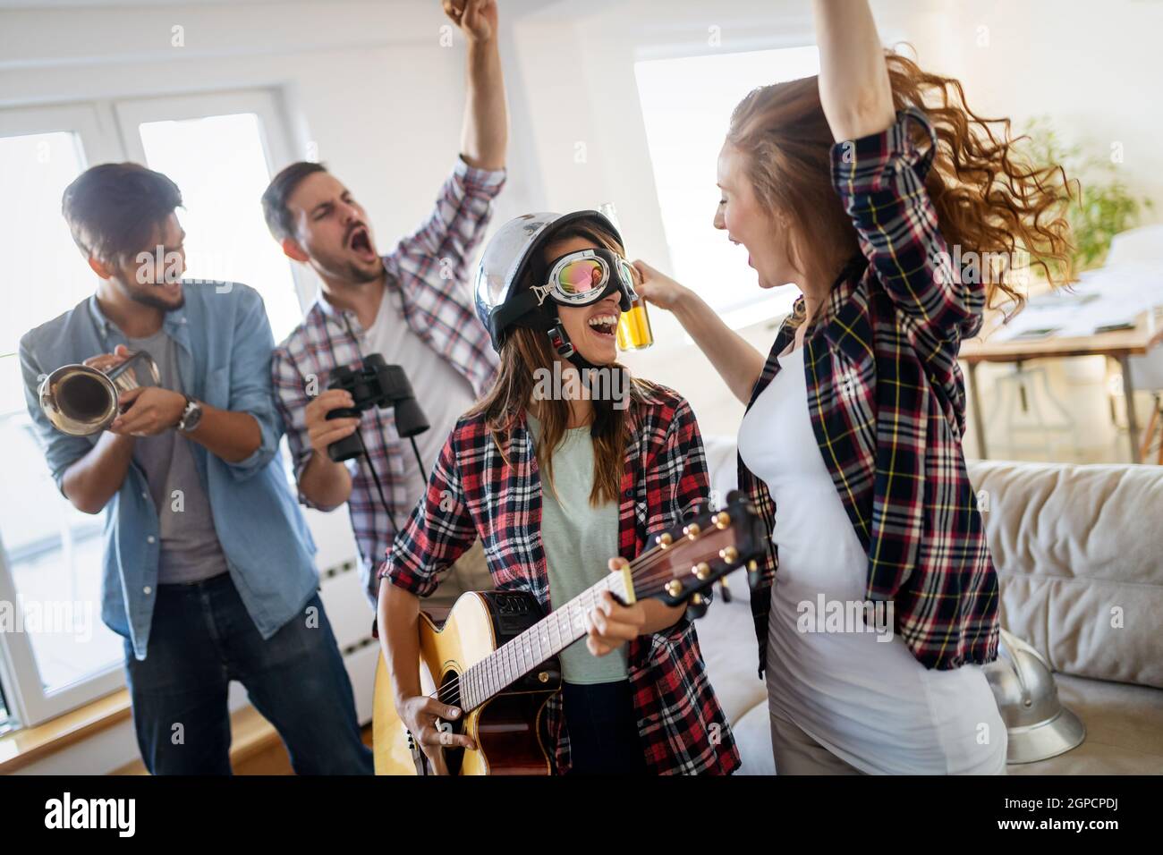 Multiethnic happy group of friends having fun together. People fun ...