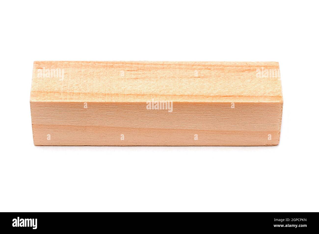 Natural wooden block, long wooden cube isolated on white Stock Photo ...