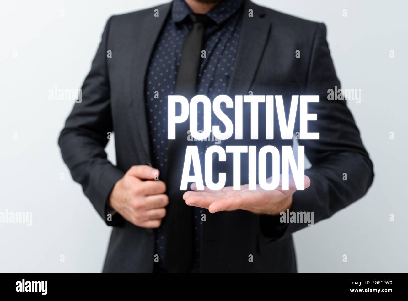 Text showing inspiration Positive Action. Business idea doing good ...