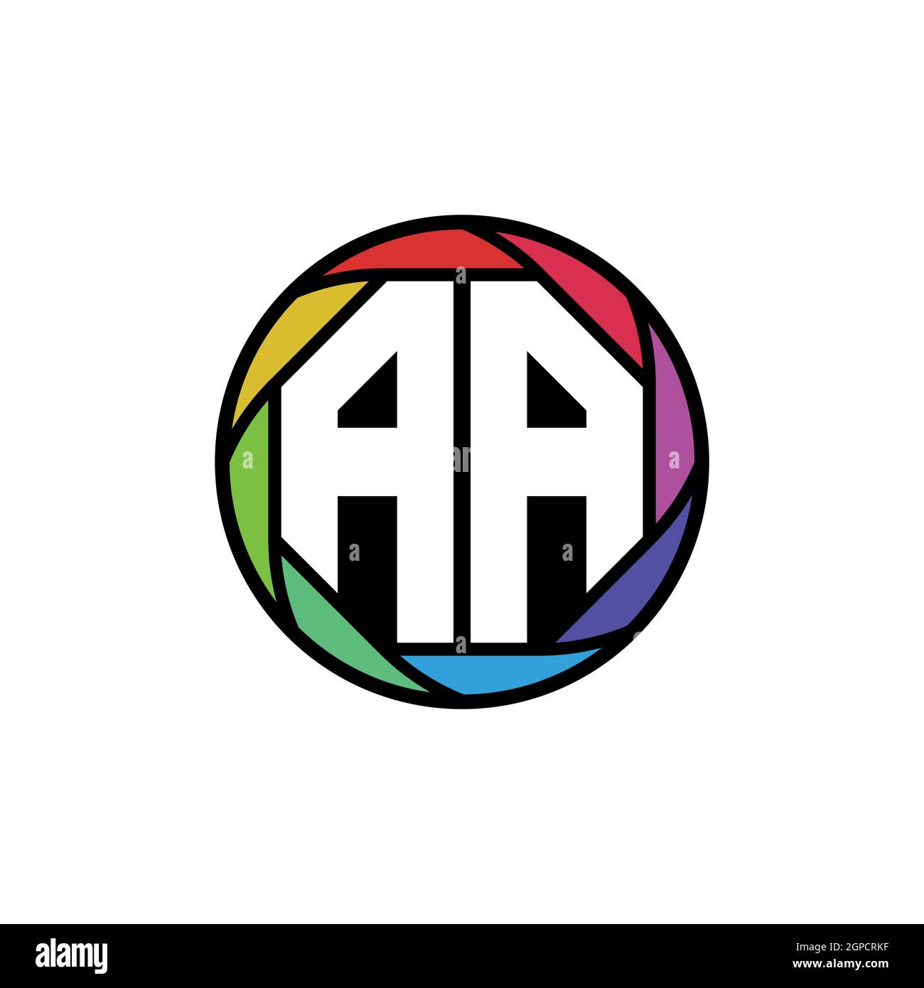 AA Monogram Logo Letter Geometric Polygonal lens rainbow, geometric circle rounded shape style ...