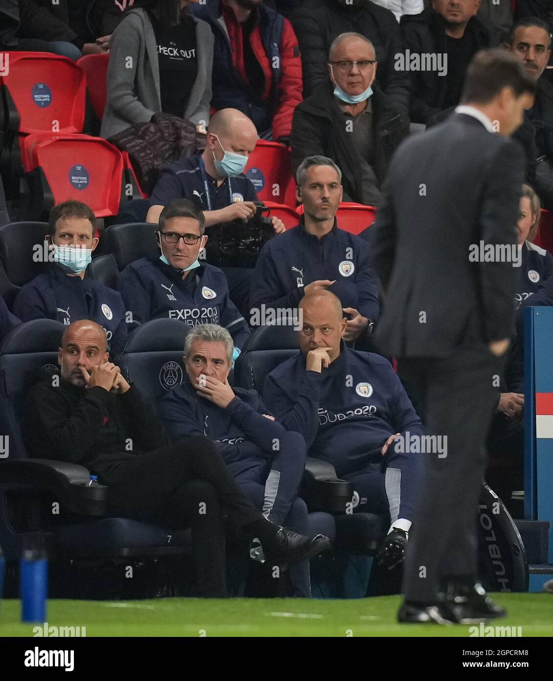 Paris, France. 28th Sep, 2021. Man City manager Josep 'Pep' Guardiola ...