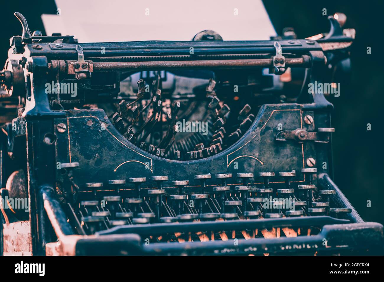 Antique typewriter. Vintage typewriter machine closeup photo Stock ...