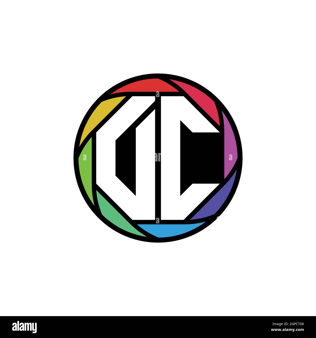 DC Monogram Logo Letter Geometric Polygonal lens rainbow, geometric ...