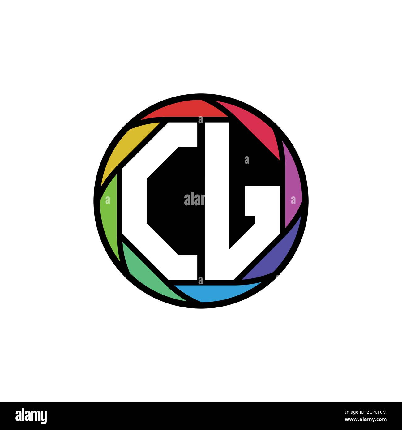 CJ Monogram Logo Letter Geometric Polygonal lens rainbow, geometric ...