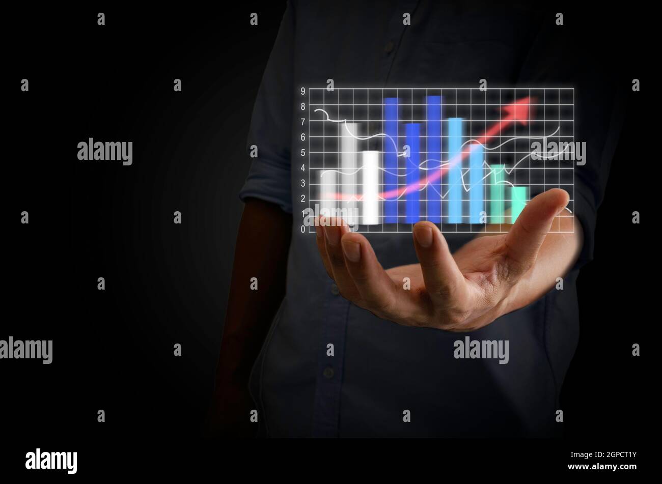 Graph business and financial chart or growth earnings report Stock ...