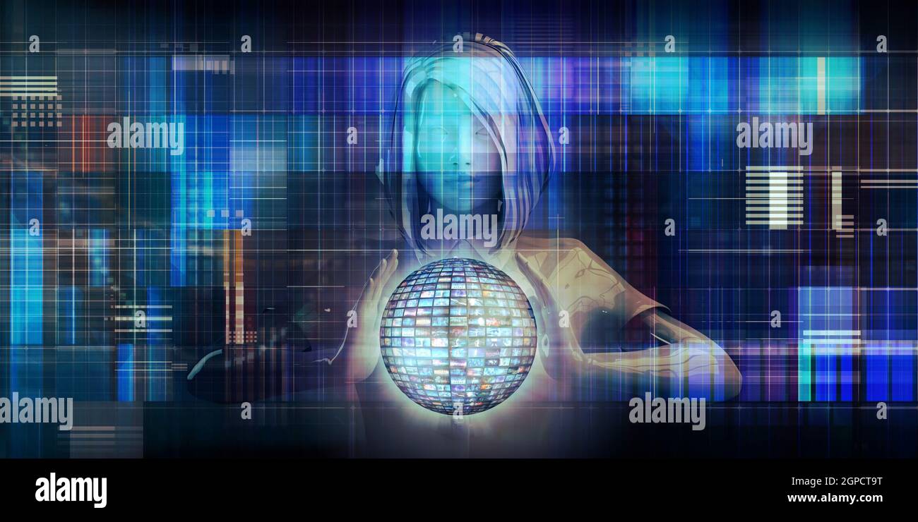 Asian Businesswoman Multimedia Technology Expansion Business Concept ...