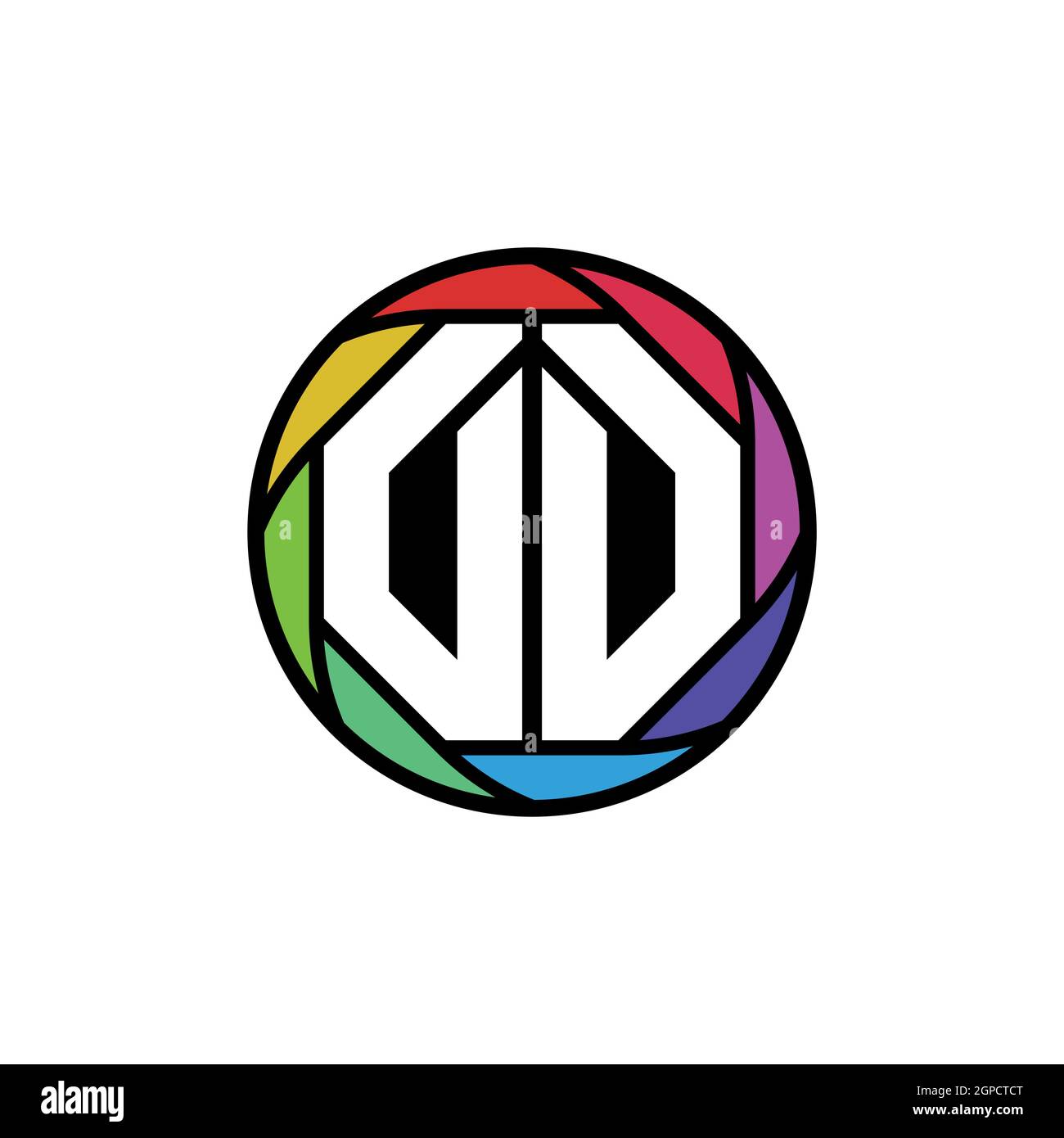 DD Monogram Logo Letter Geometric Polygonal lens rainbow, geometric ...