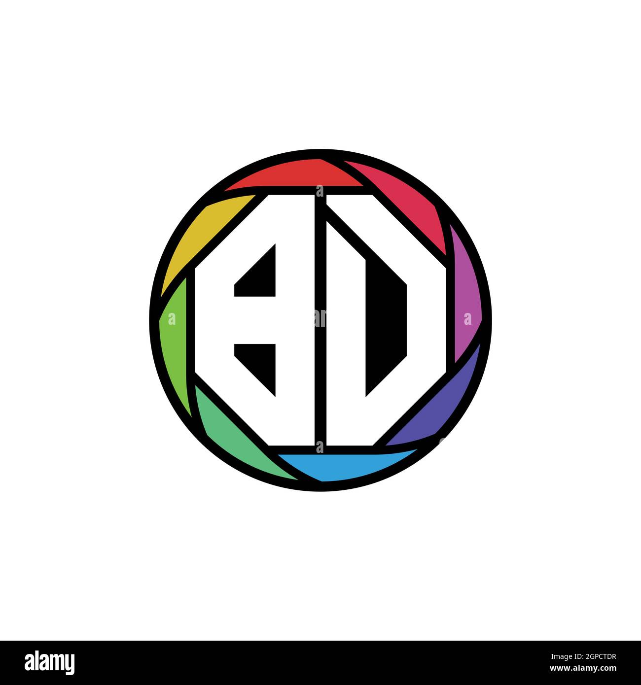 BD Monogram Logo Letter Geometric Polygonal lens rainbow, geometric ...