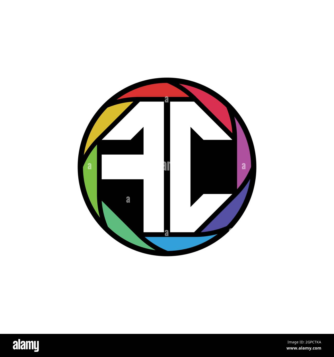 FC Monogram Logo Letter Geometric Polygonal lens rainbow, geometric ...