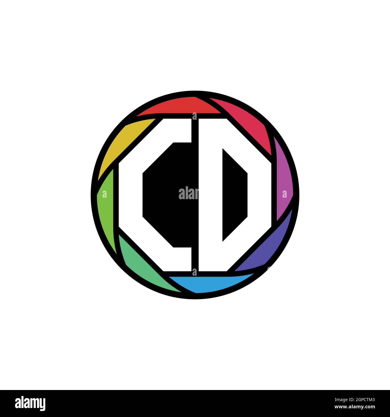 CO Monogram Logo Letter Geometric Polygonal lens rainbow, geometric ...