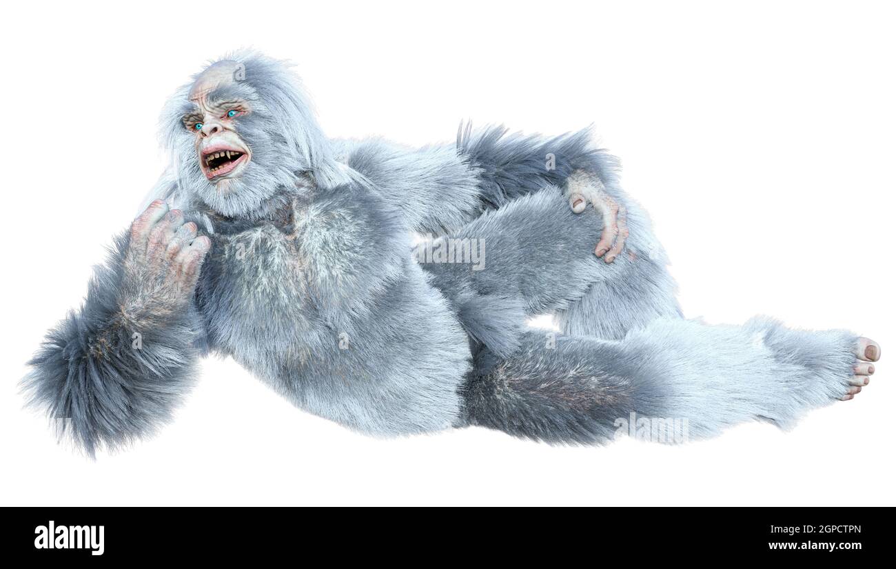 3D rendering of a fantasy creature yeti isolated on white background ...