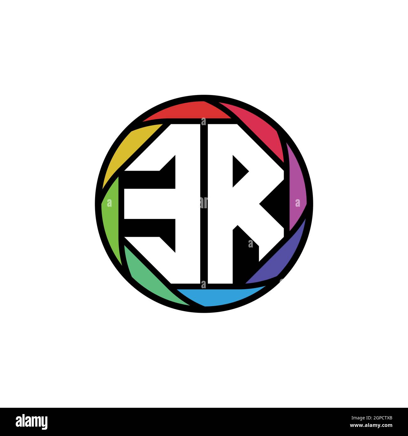 ER Monogram Logo Letter Geometric Polygonal lens rainbow, geometric ...