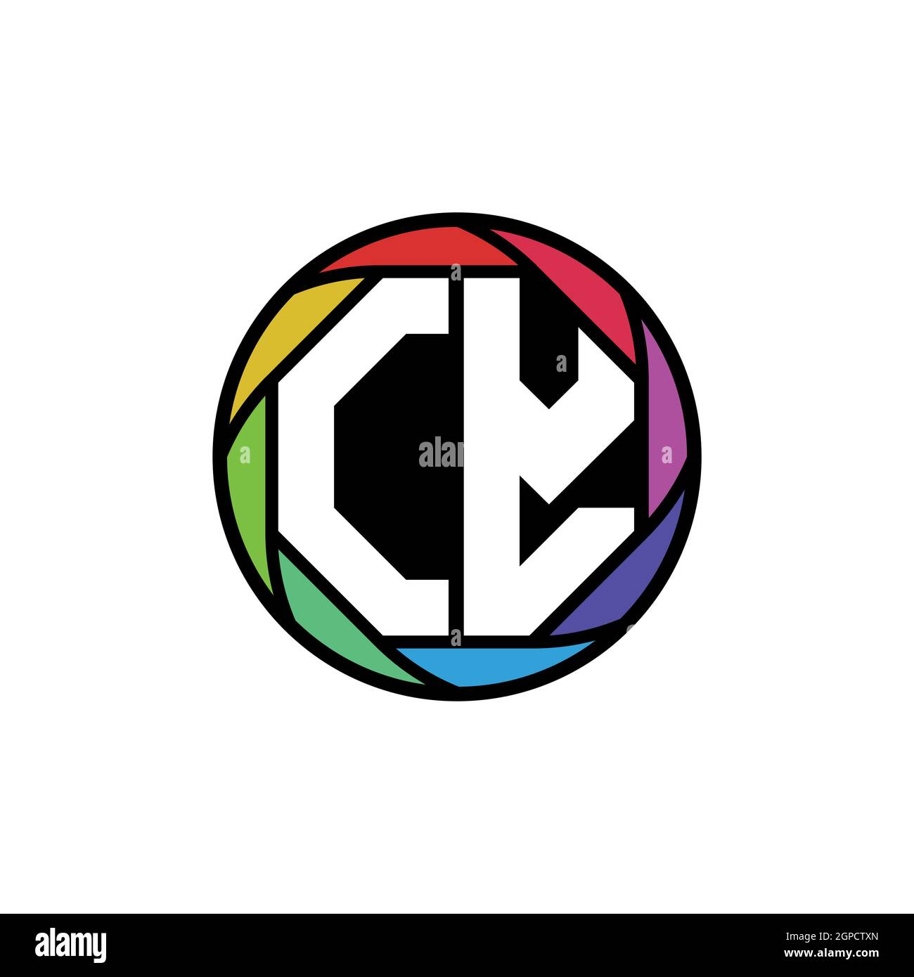 CY Monogram Logo Letter Geometric Polygonal lens rainbow, geometric ...