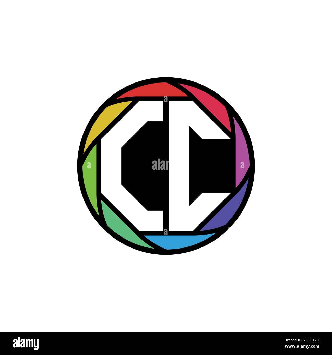 CC Monogram Logo Letter Geometric Polygonal lens rainbow, geometric ...