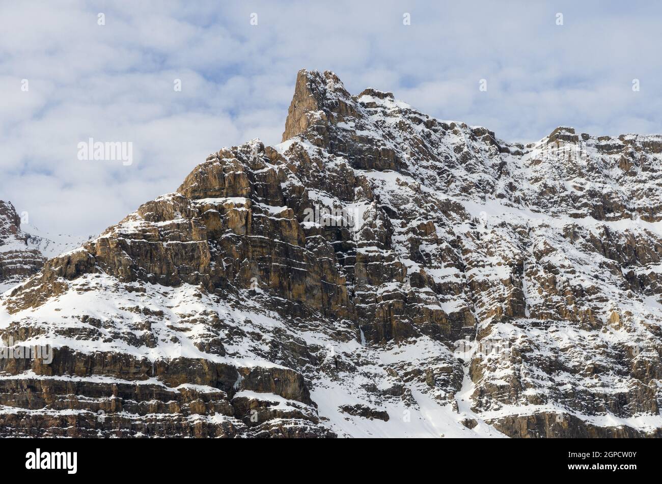 Winter view of Crowfoot Glacier Mountain in Banff National Park ...