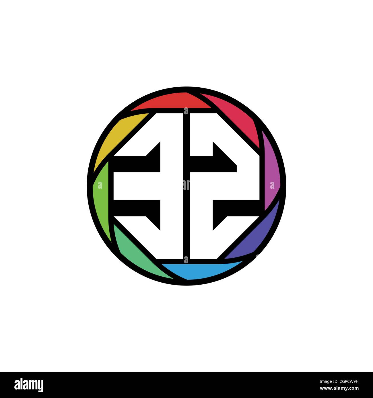 EZ Monogram Logo Letter Geometric Polygonal lens rainbow, geometric ...