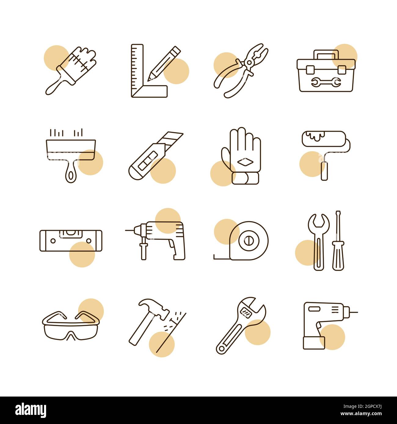 Building, construction and home repair tools icons. Graph symbol for ...