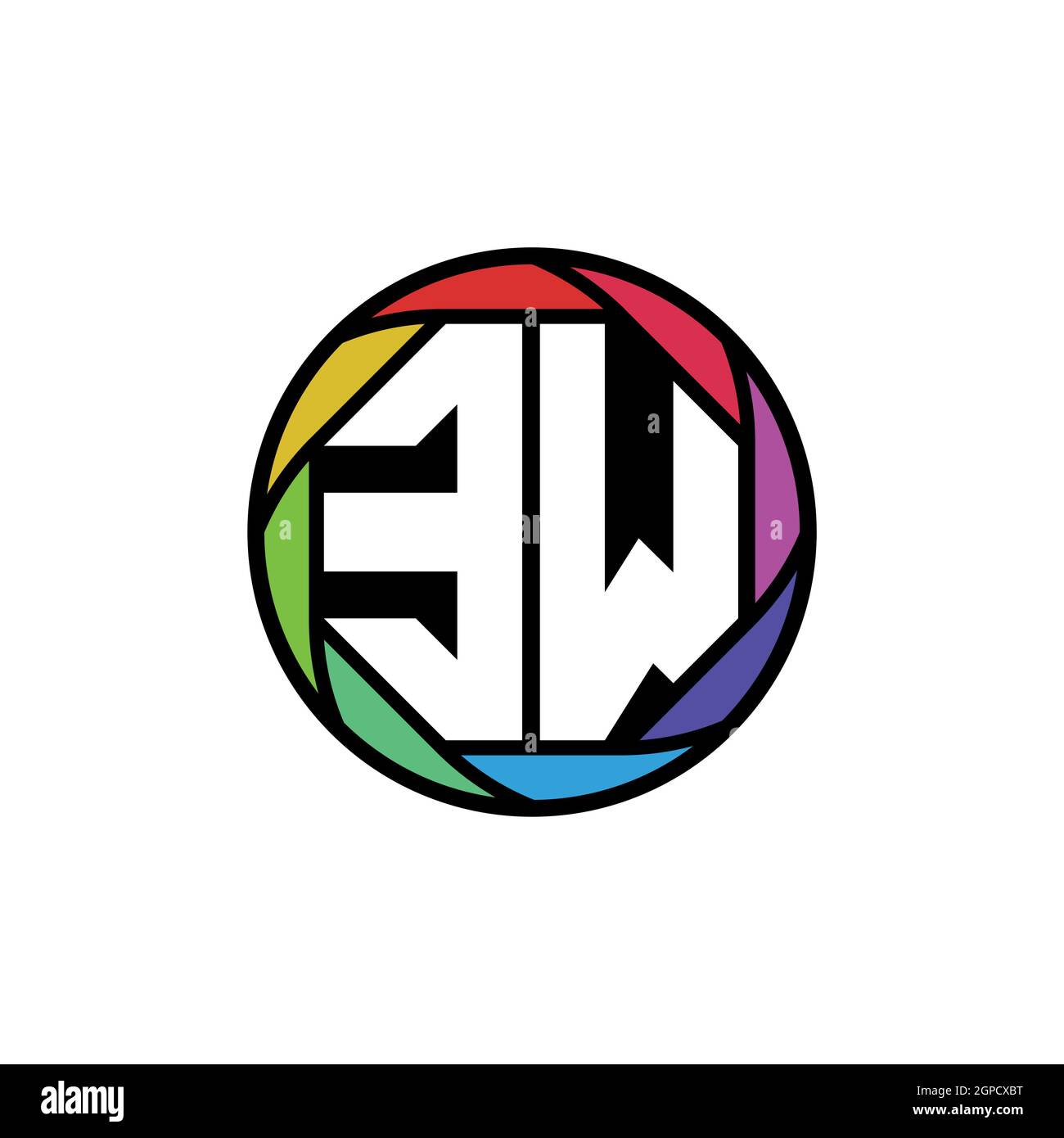EW Monogram Logo Letter Geometric Polygonal lens rainbow, geometric ...