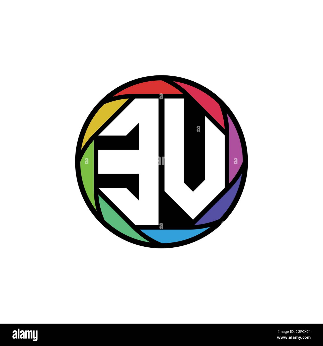 EV Monogram Logo Letter Geometric Polygonal lens rainbow, geometric ...