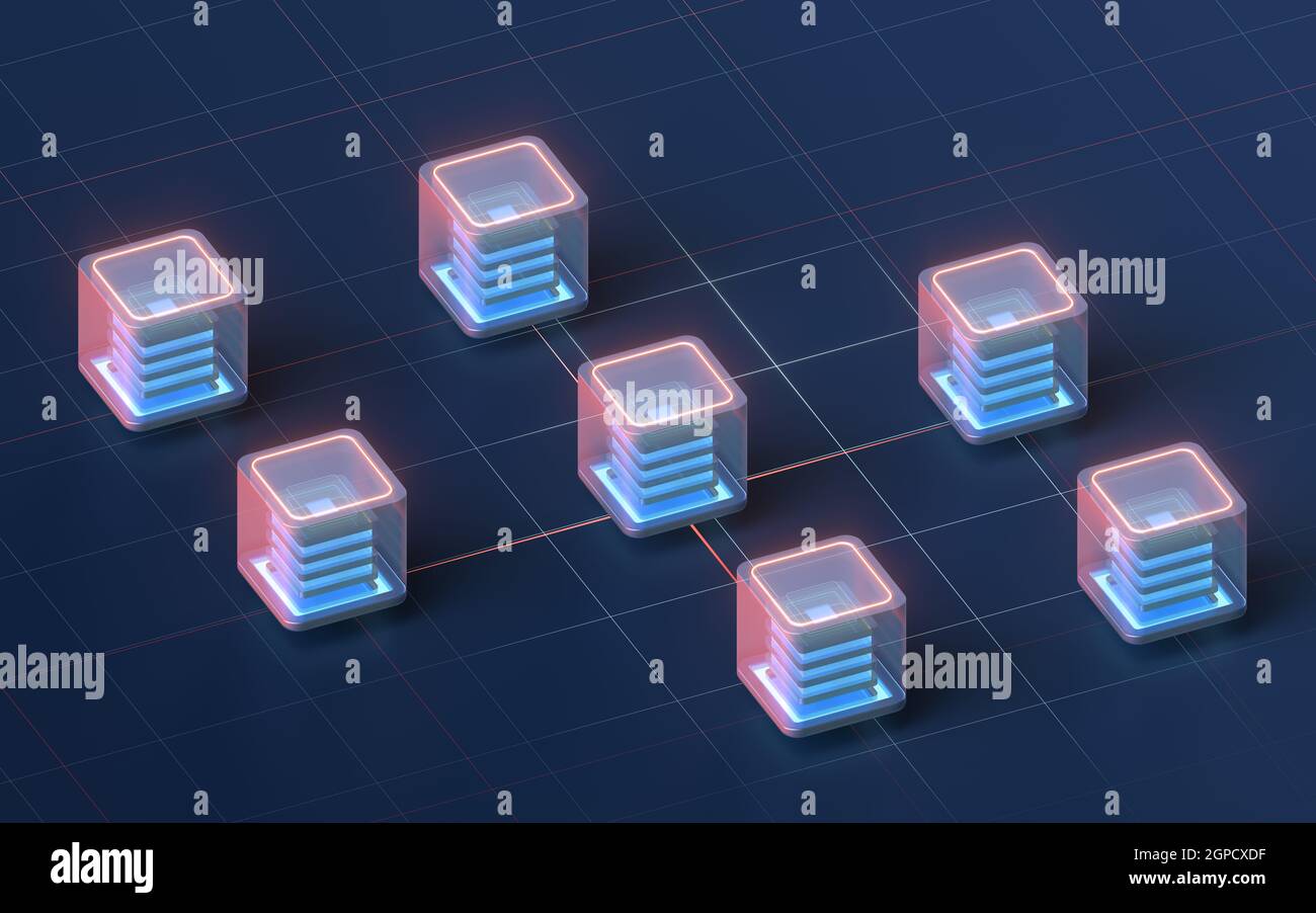 Block chains with a black background, 3d rendering. Computer digital ...