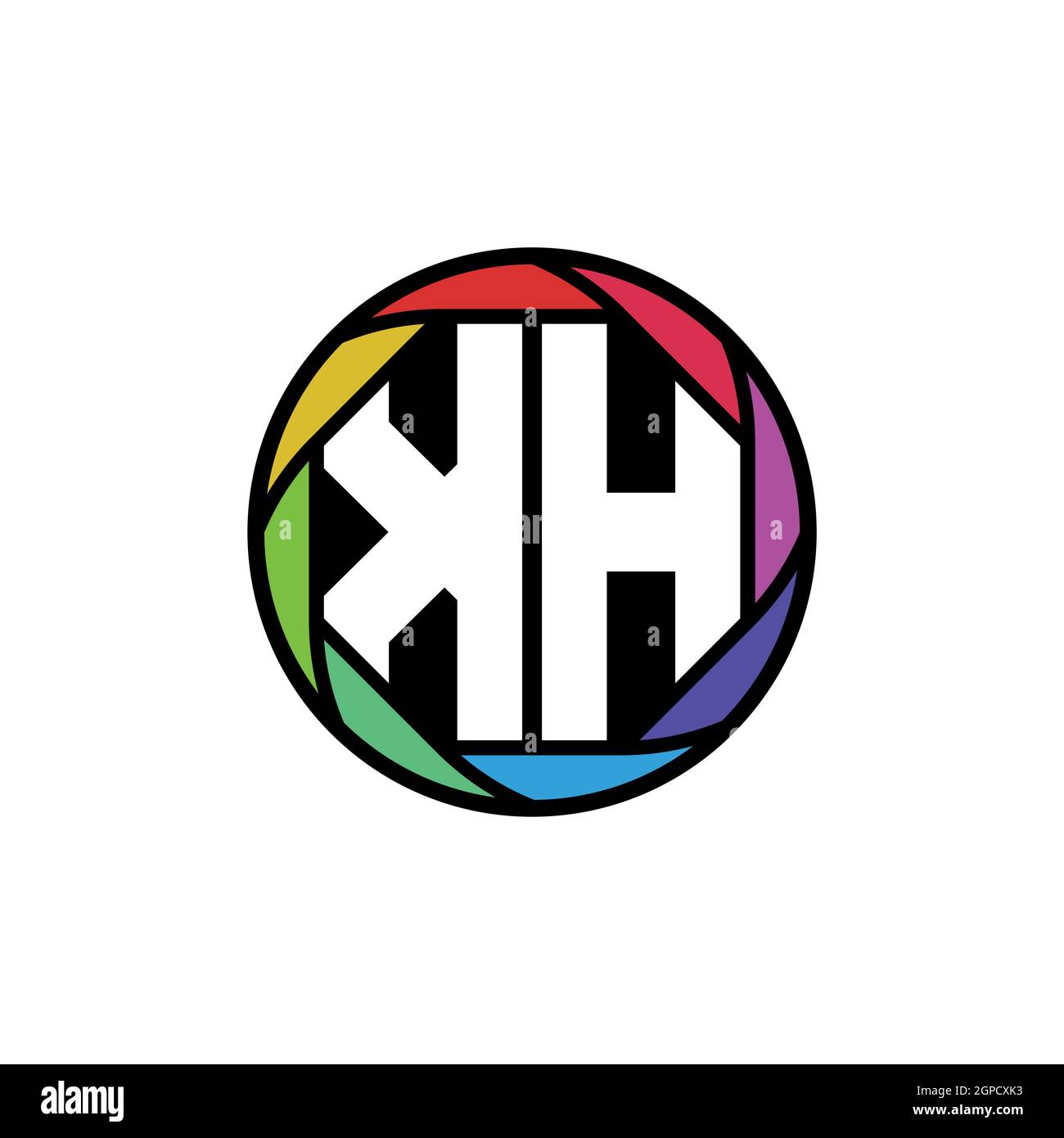 KH Monogram Logo Letter Geometric Polygonal lens rainbow, geometric ...