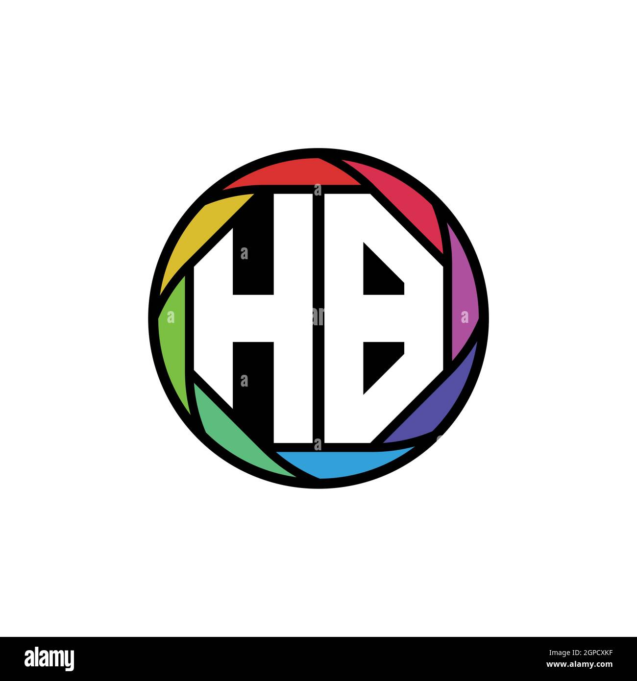 HB Monogram Logo Letter Geometric Polygonal lens rainbow, geometric ...