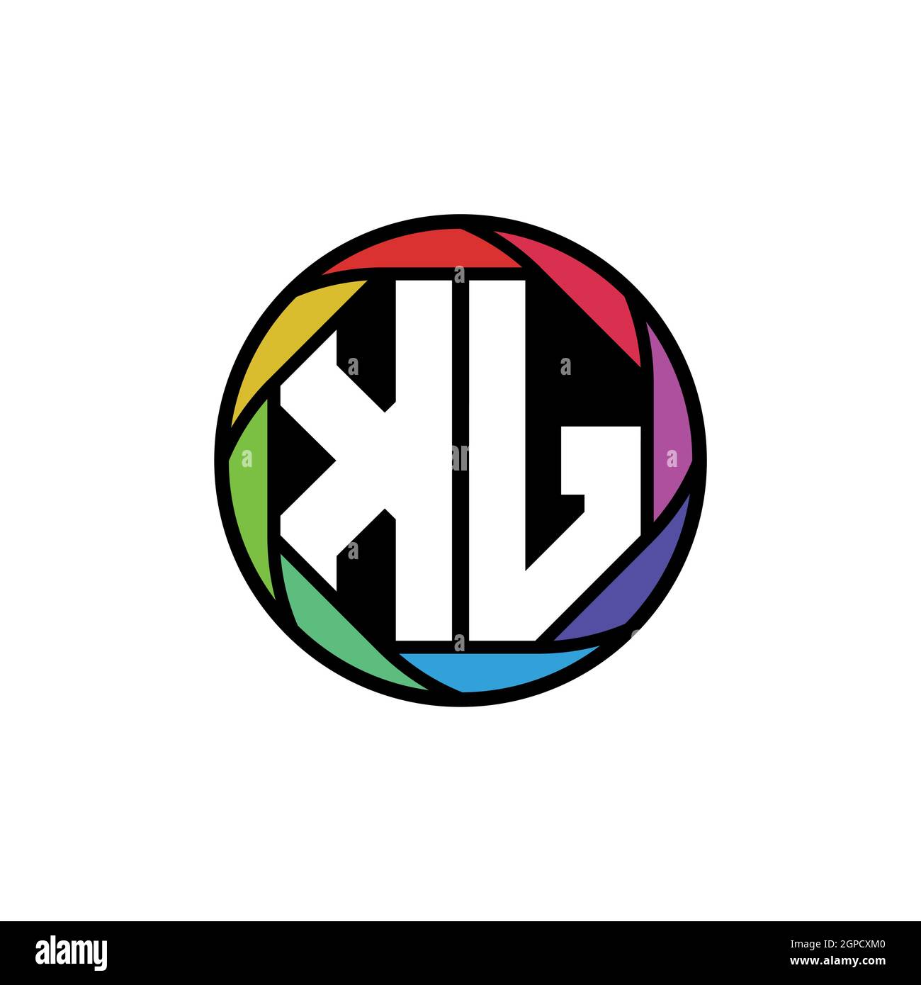 KJ Monogram Logo Letter Geometric Polygonal lens rainbow, geometric ...