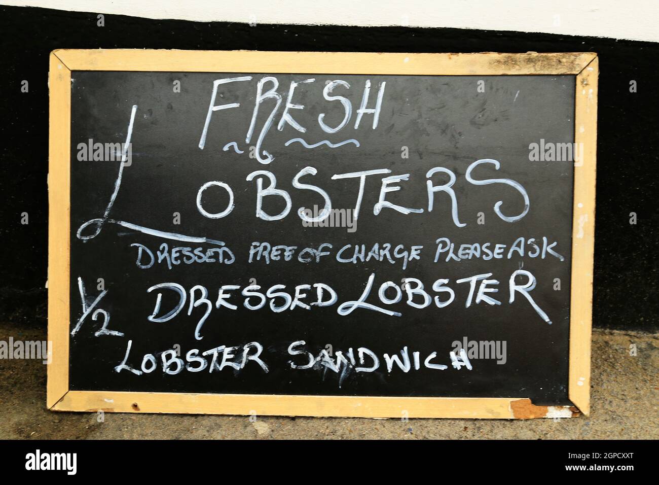 Seafood shop signs, in Sheringham on the North Norfolk coast Stock ...