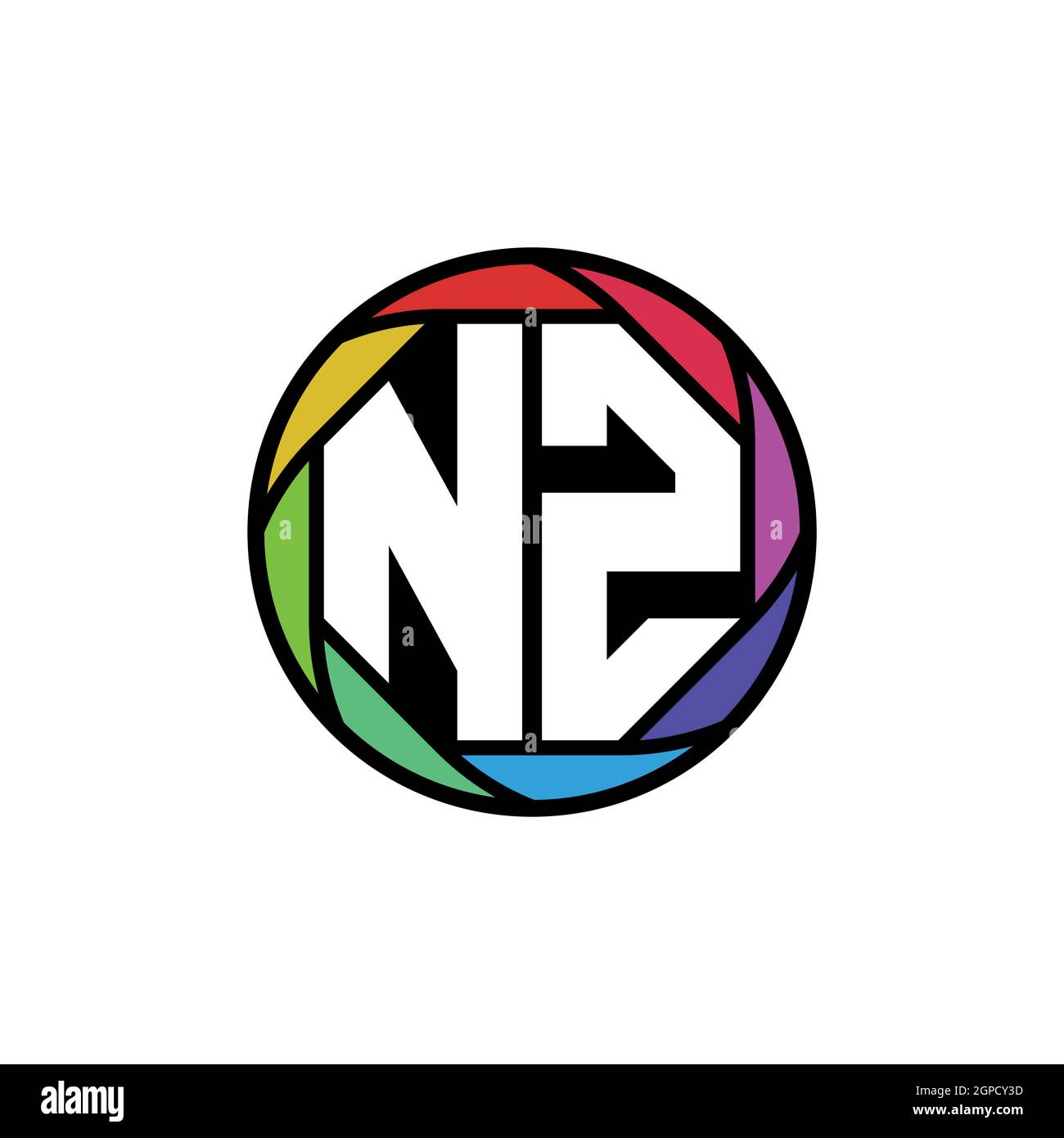 NZ Monogram Logo Letter Geometric Polygonal lens rainbow, geometric ...