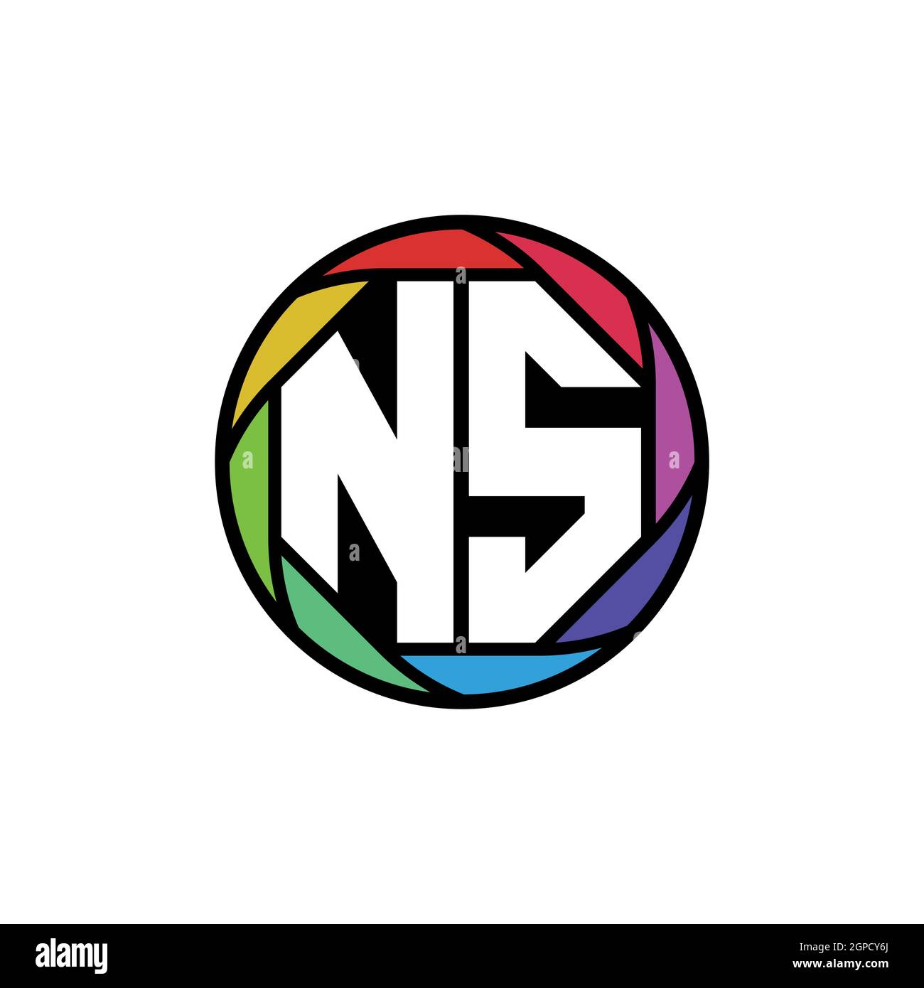 NS Monogram Logo Letter Geometric Polygonal lens rainbow, geometric ...
