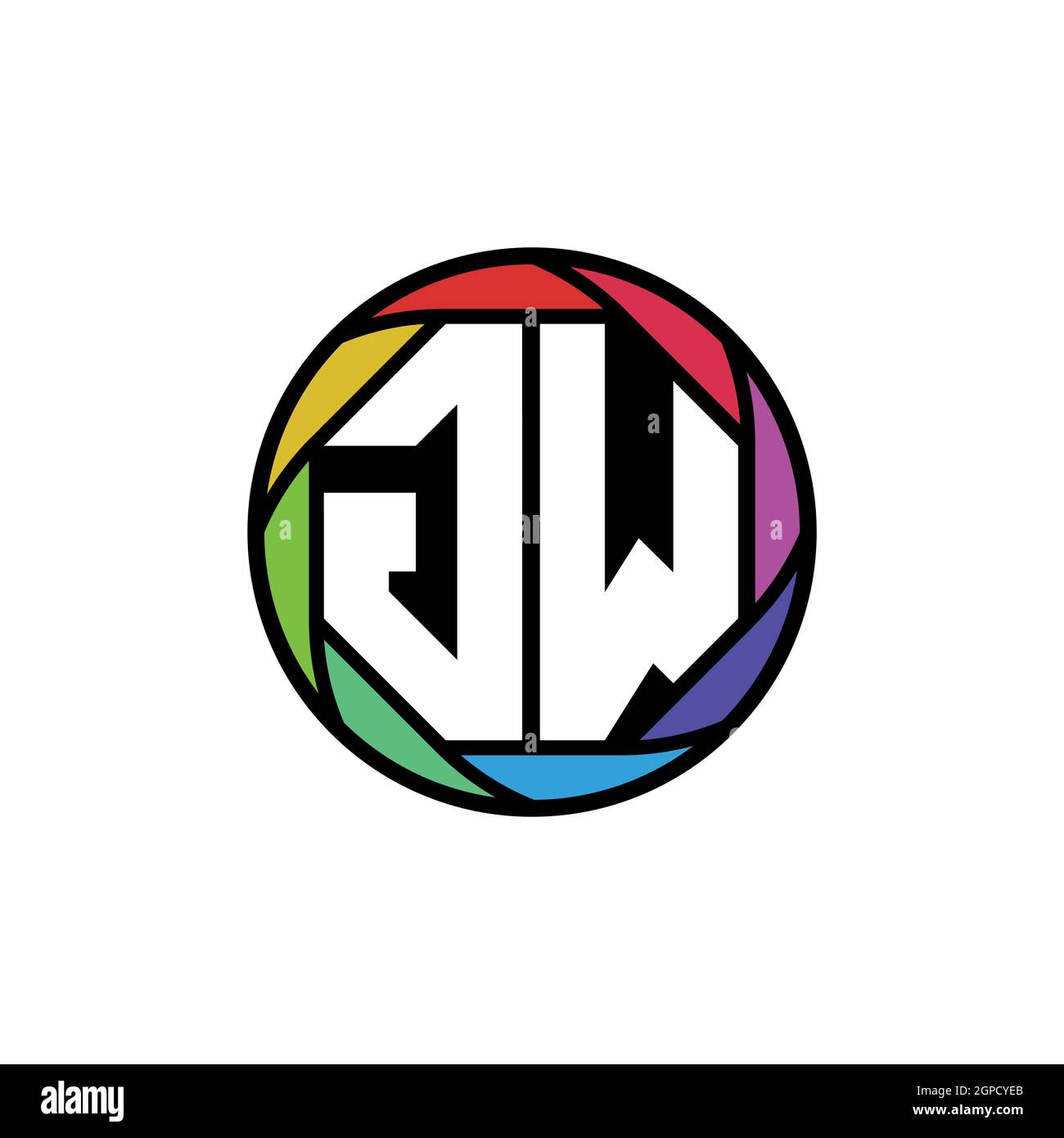 GW Monogram Logo Letter Geometric Polygonal lens rainbow, geometric ...