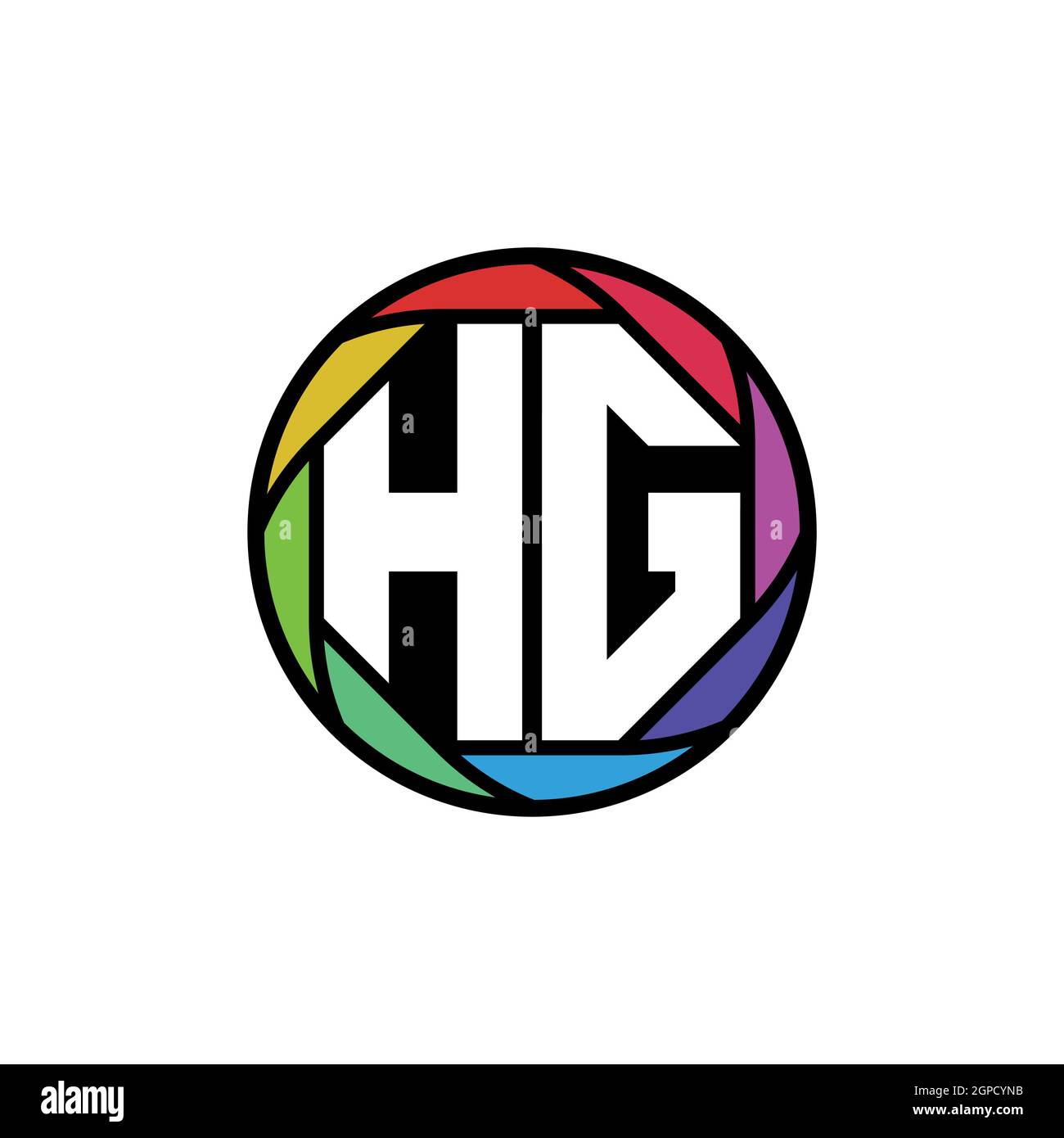 HG Monogram Logo Letter Geometric Polygonal lens rainbow, geometric ...