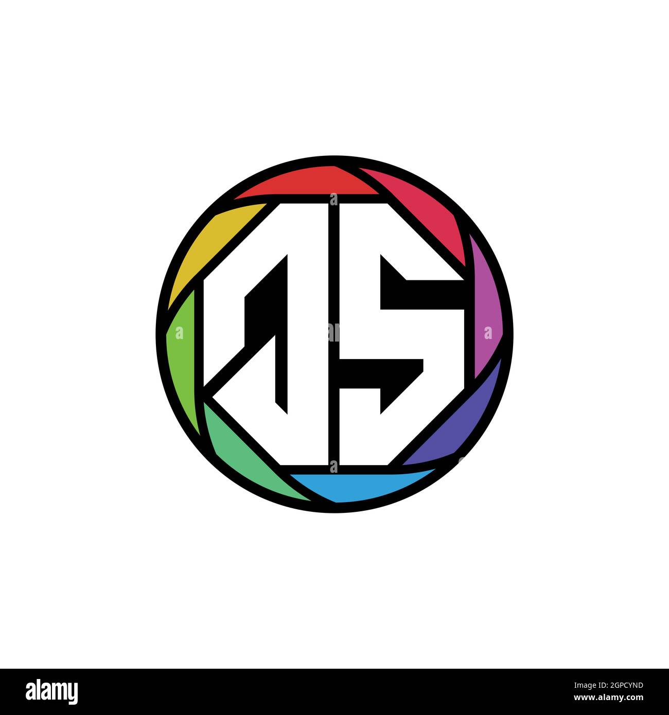 QS Monogram Logo Letter Geometric Polygonal lens rainbow, geometric ...