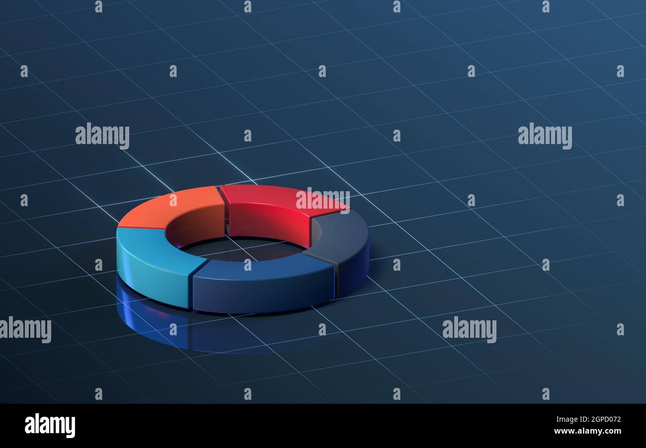 Ring graph and data analysis, 3d rendering. Computer digital drawing ...