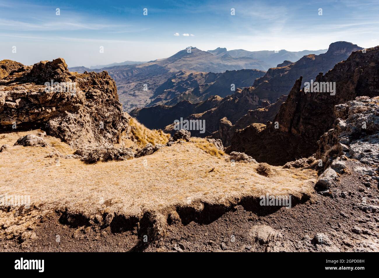 View of beautiful Semien or Simien Mountains National Park landscape in ...