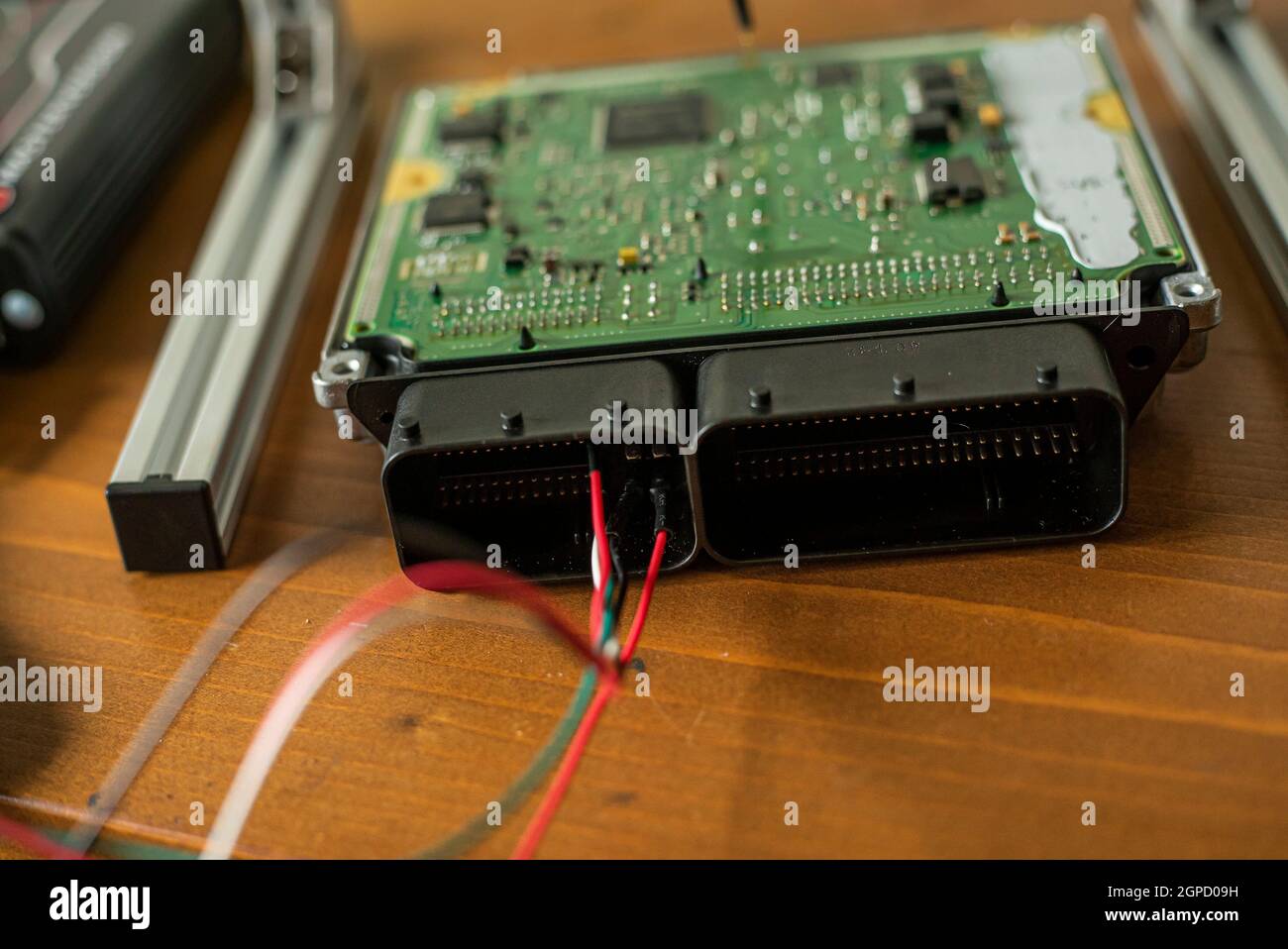 Macro detail of Car ecu bench reading method Stock Photo - Alamy