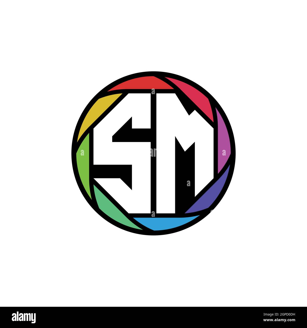 SM Monogram Logo Letter Geometric Polygonal lens rainbow, geometric ...