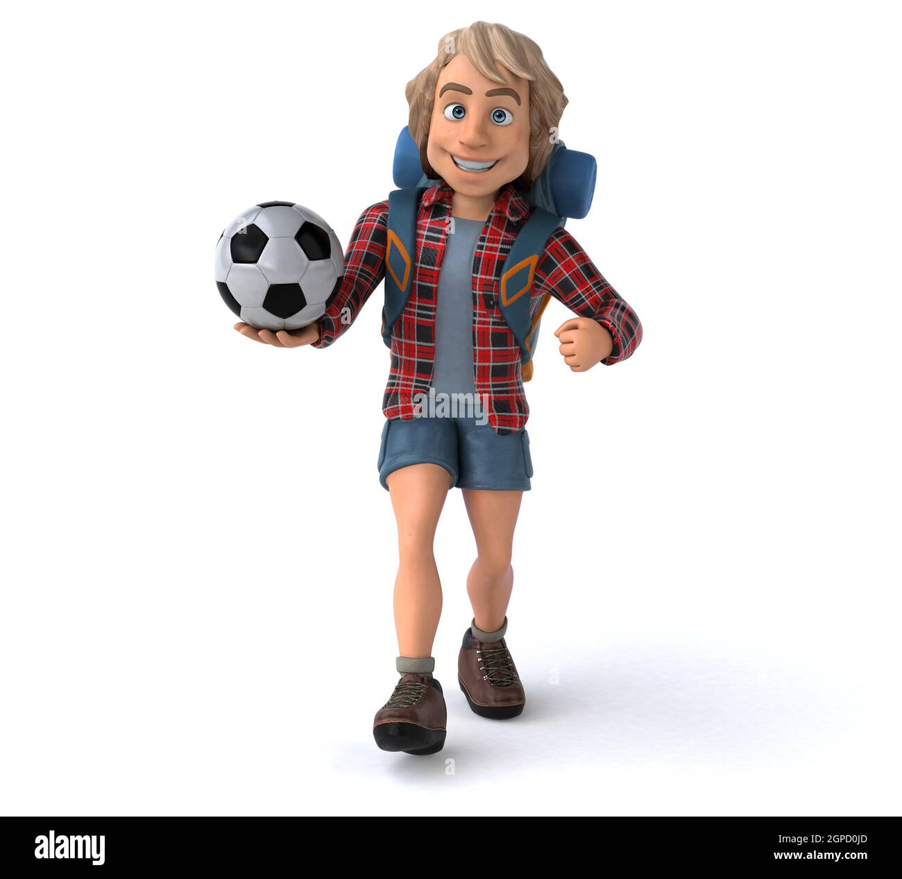 Fun backpacker cartoon guy Stock Photo - Alamy