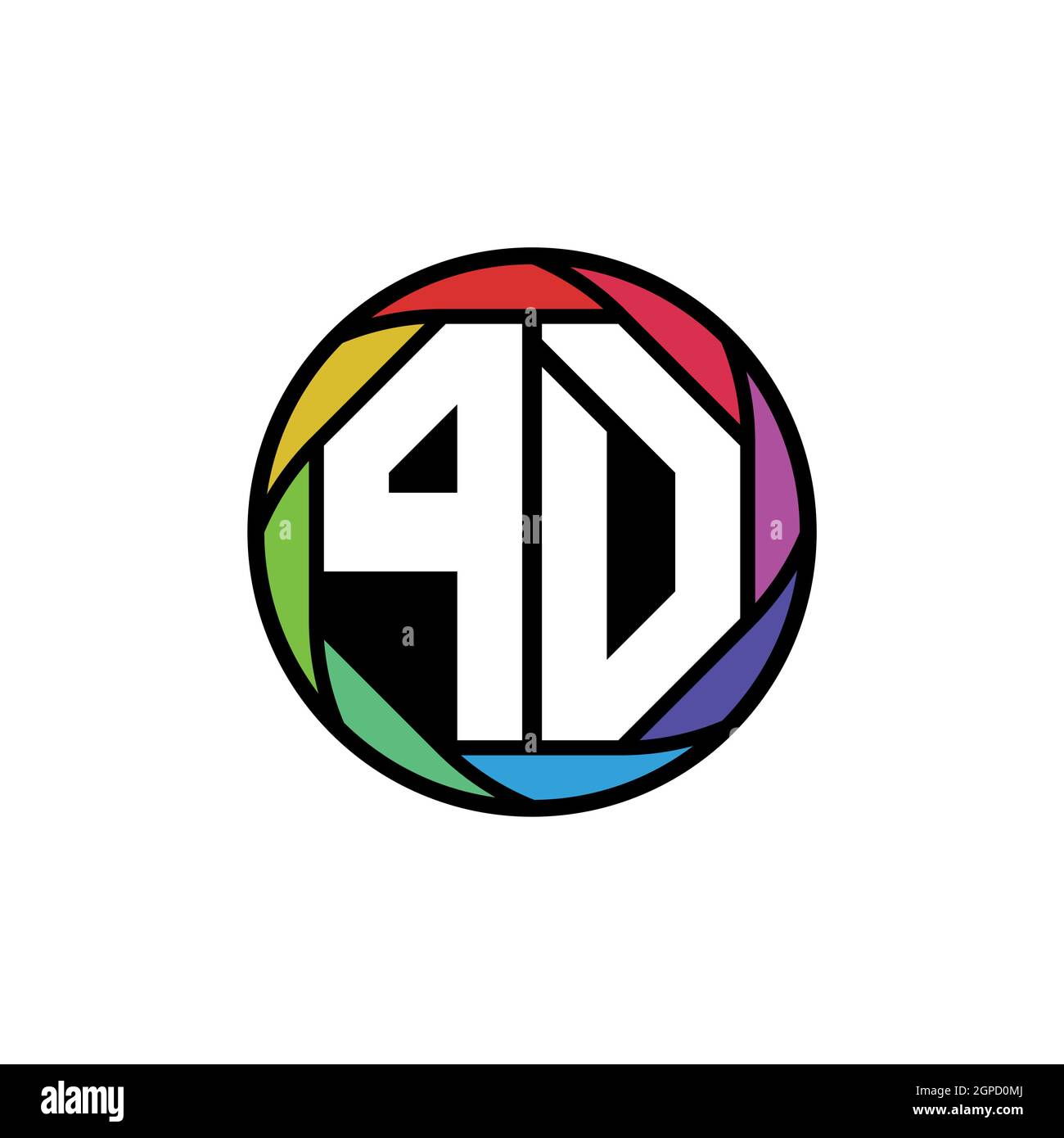 PD Monogram Logo Letter Geometric Polygonal lens rainbow, geometric ...