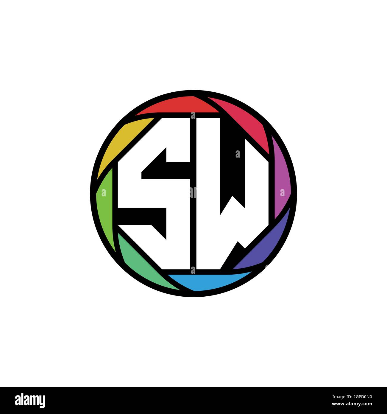 SW Monogram Logo Letter Geometric Polygonal lens rainbow, geometric ...