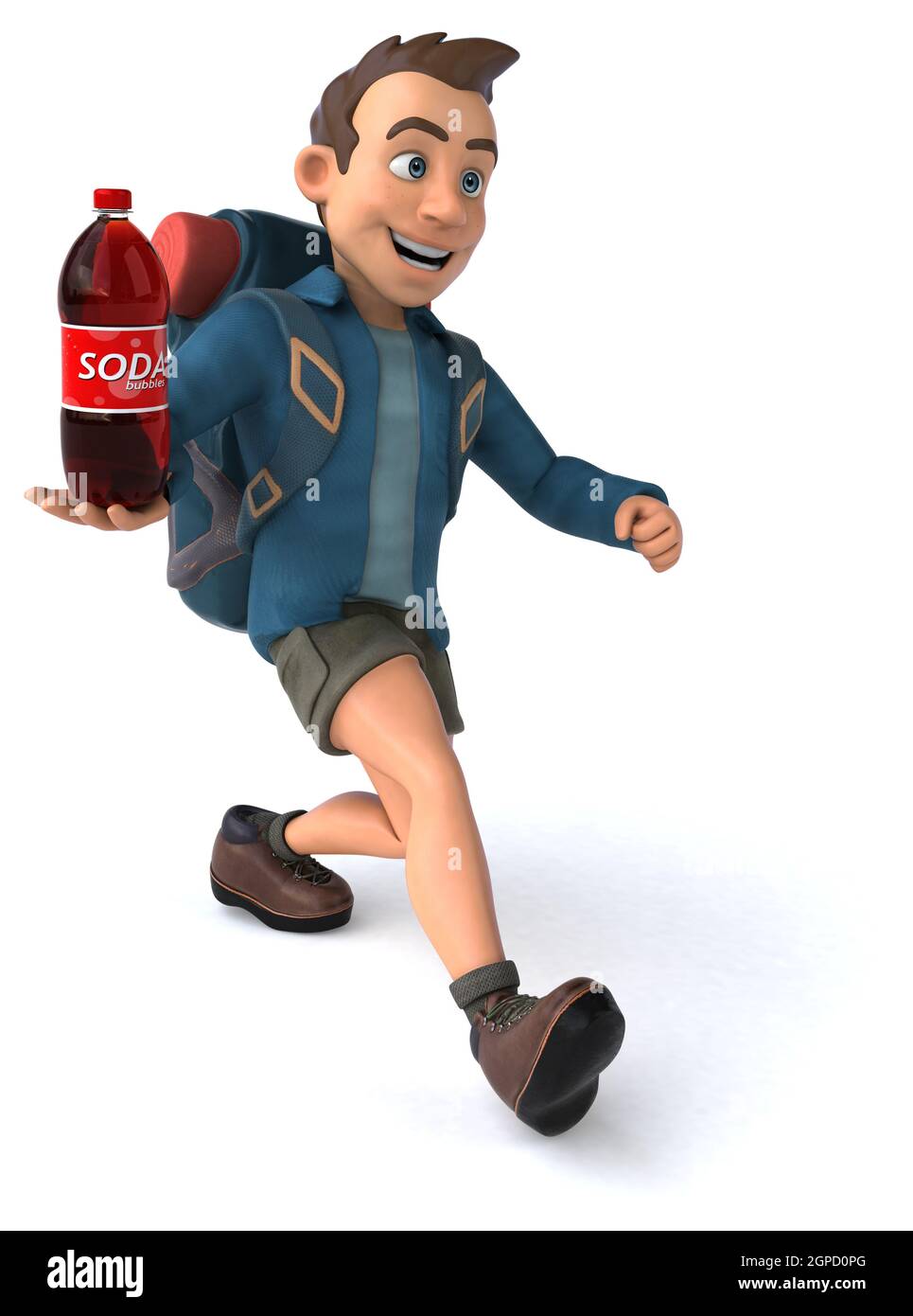 Fun illustration of a 3D cartoon backpacker Stock Photo - Alamy
