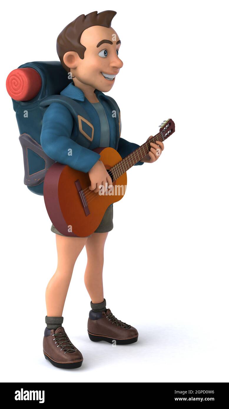 Fun illustration of a 3D cartoon backpacker Stock Photo - Alamy