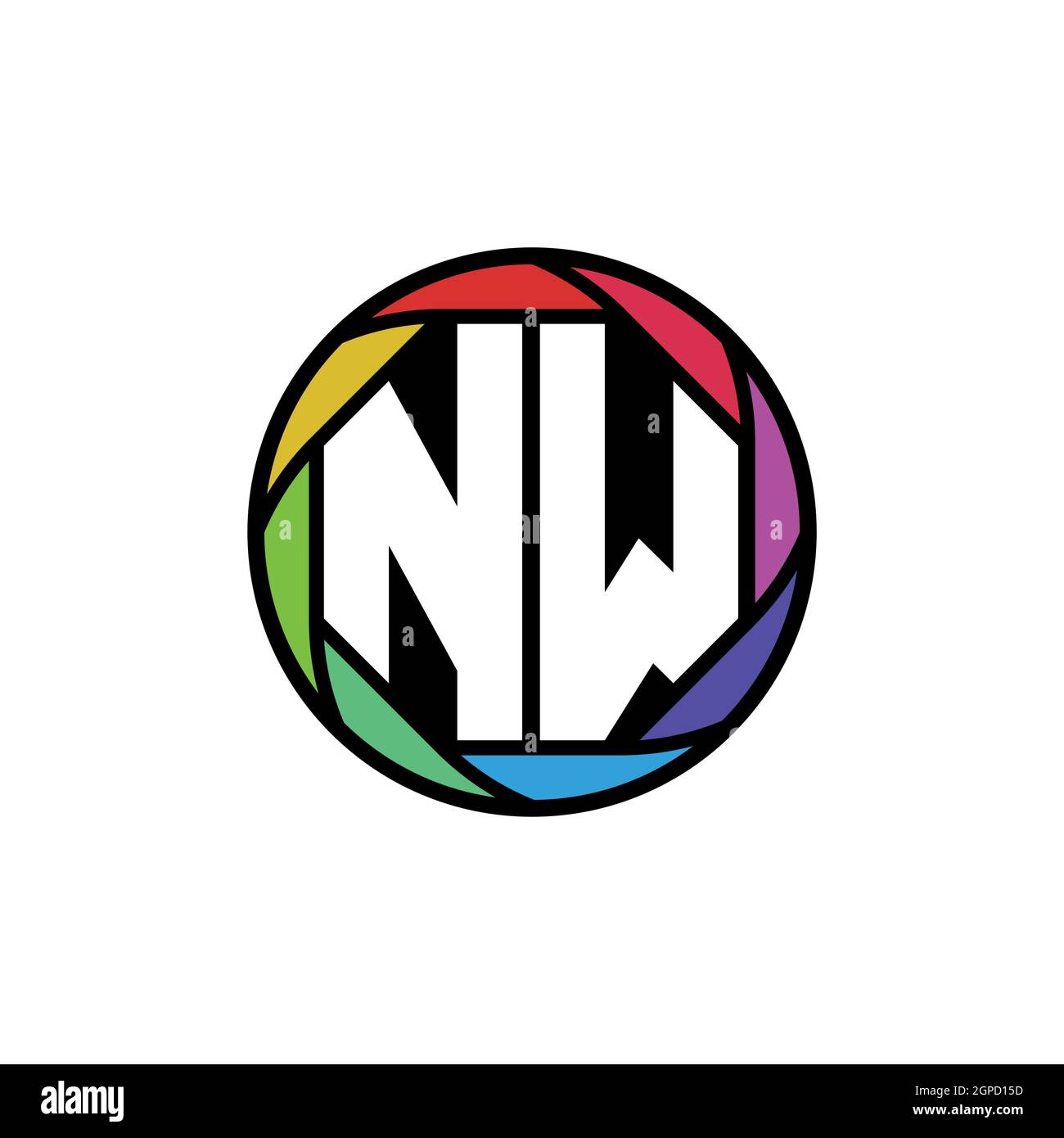 NW Monogram Logo Letter Geometric Polygonal lens rainbow, geometric ...